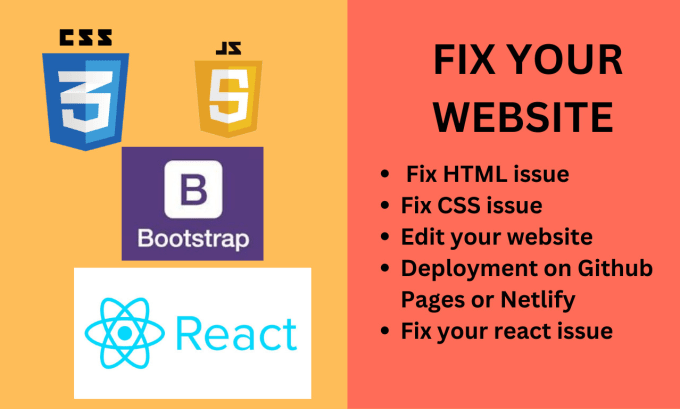 Edit And Fix Errors In Html Css Bootstrap And React By