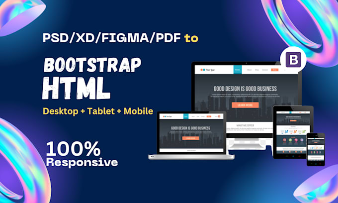 Convert Figma Pdf Psd To Responsive Html Css Bootstrap Website By