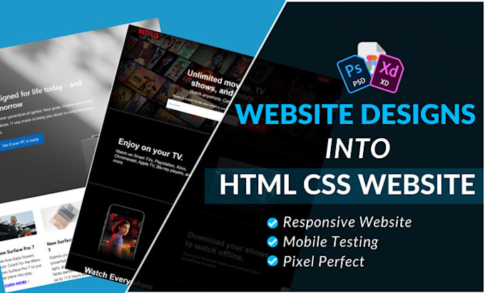 Convert Psd To Html Css Responsive Website Design By Uzairzafar161 Fiverr