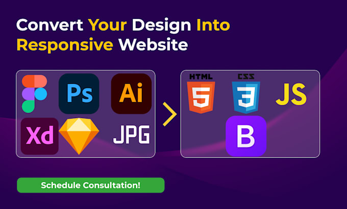 Convert Figma Psd Xd To Responsive Html Css Js By R Yeremin91 Fiverr