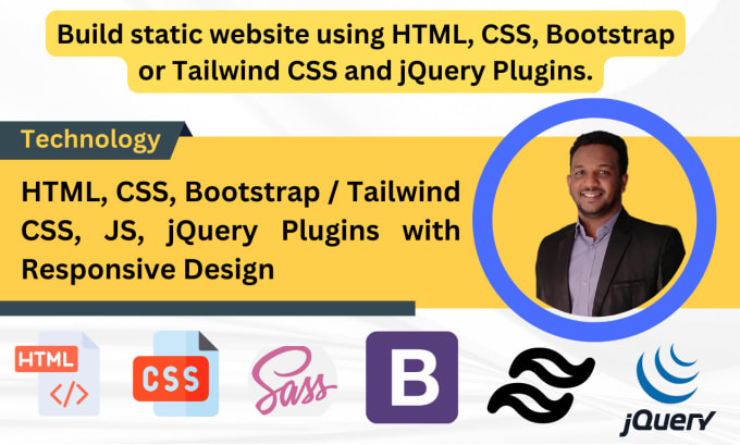 Build Static Website Using Html Css Bootstrap Tailwind Css And Jquery