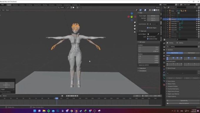 Create 3d Model Rig Humanoid 3d Character In Blender Maya For Ue