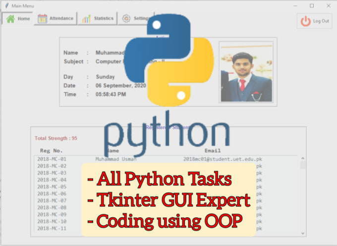Do Python Programming Tasks Make Gui In Tkinter And Do Oop By