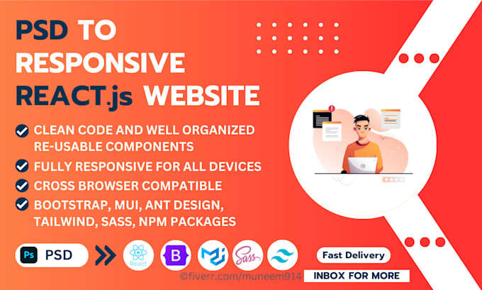 Convert Psd Design To Responsive React Website Using Bootstrap Material Ui By Muneem Fiverr