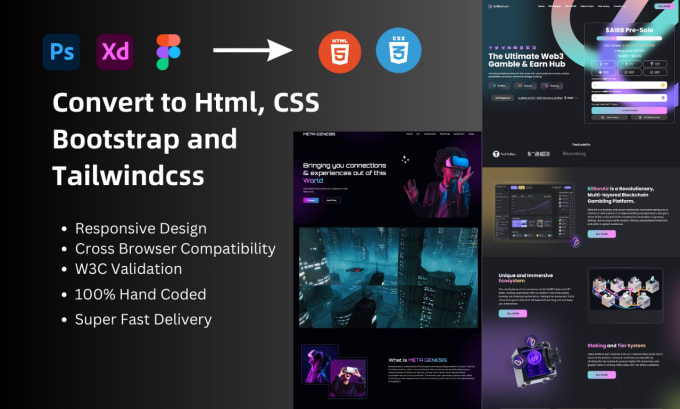 Convert Psd Xd And Figma To Html Css With Tailwindcss