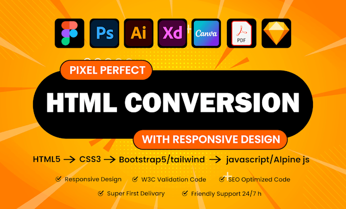 Do Canva To Html Psd To Html By Bootstrap And Tailwind Css By