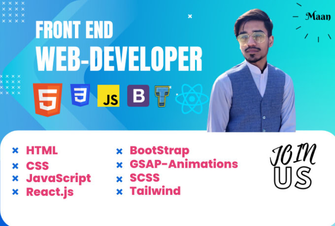 Be Your Front End Web Developer Using Html Css Bootstrap React Js By