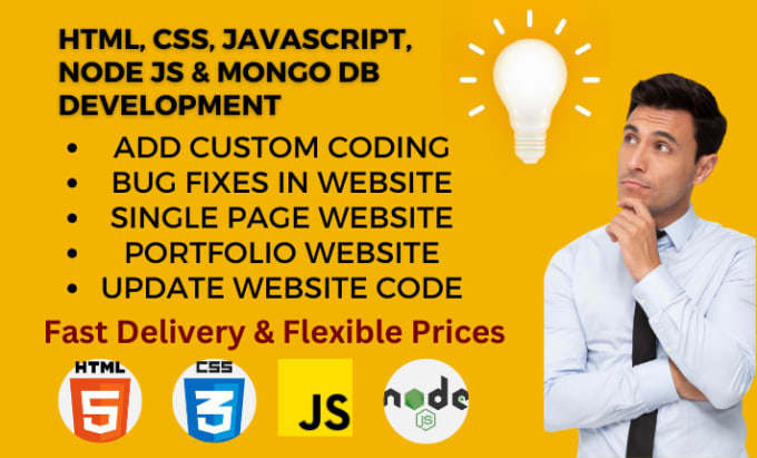 Fix And Do Html Css Javascript Nodejs And Mongodb Development By