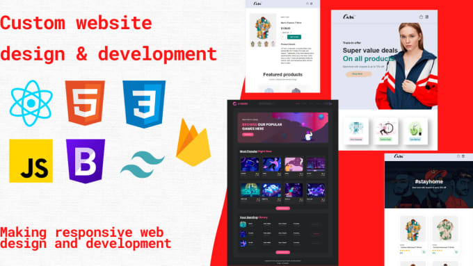 Do Web Design And Development With Html Css Js React Firebase