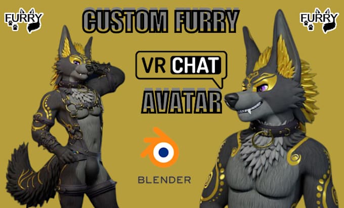 Create Custom Furry Vrchat Avatar Fursona Rex Avatar 3d Model Vrc