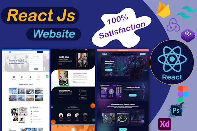 Be Your Front End Web Developer Using Html Css Bootstrap React Js And