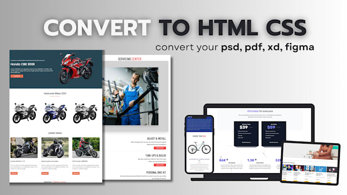 Convert Psd Figma Pdf Xd Files To Responsive Html Webpage Using