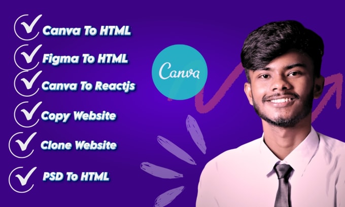Convert Canva Figma Psd Pdf Docx Pdf Etc To Html Tailwind Reactjs By