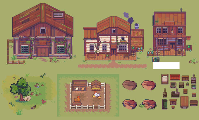 Draw Game Pixel Art Tileset Object Asset Animate Pixel Art Character