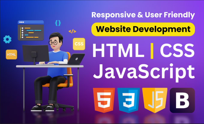 Be Your Front End Web Developer Using Html Css Javascript By