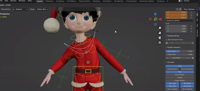 3d Body Rigging Facial Rig Ik Fk Control Ue Rig For Retarget Unity