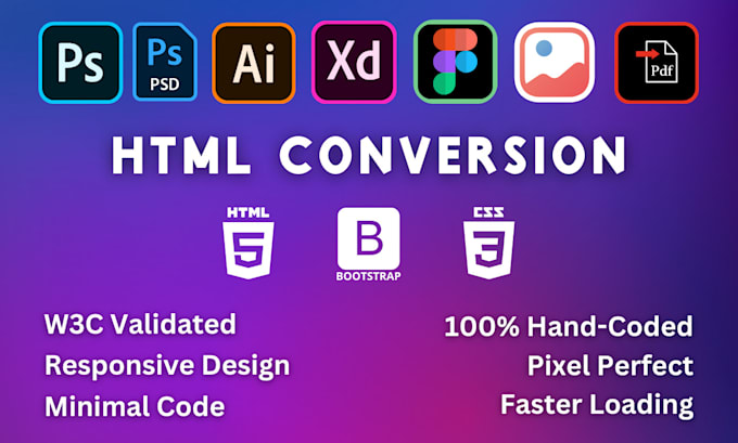 Convert Psd To Html Pdf To Html Ai To Html Img To Html Css Bootstrap By Web Bibash Fiverr
