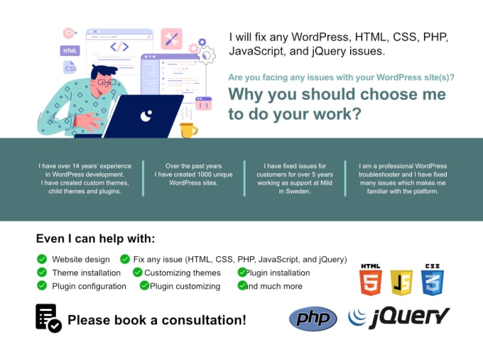 Fix Any Wordpress Html Css Php Javascript And Jquery Issues By