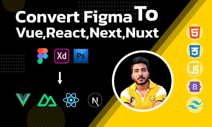 Convert Figma To Html Vue Nuxt React Vue With Responsive By Milon4291