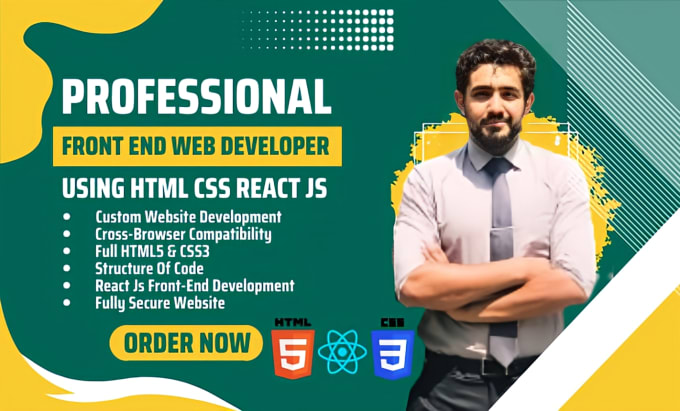Be Your Professional Front End Web Developer Using Html Css React Js By