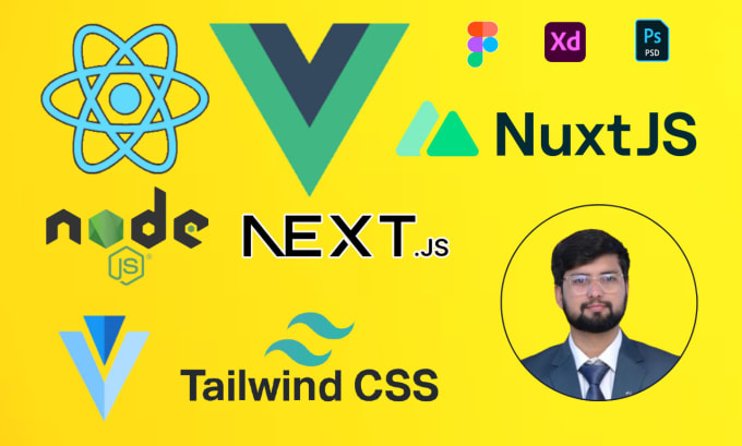 Create Website In Vue Js React Js Nuxt Js And Node Js By Badarrahim