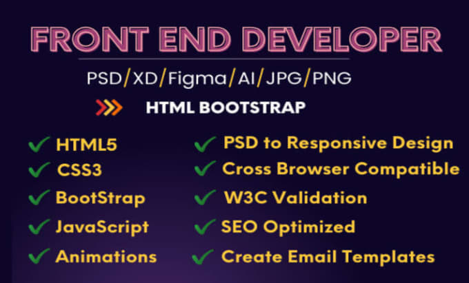 Be Your Front End Developer By Adding Html Css Bootstrap And Javascript