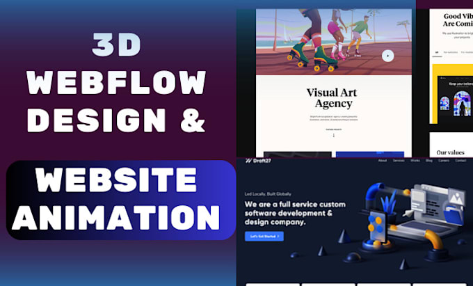 Design A 3d Responsive Webflow Animated Website Lottie Animation