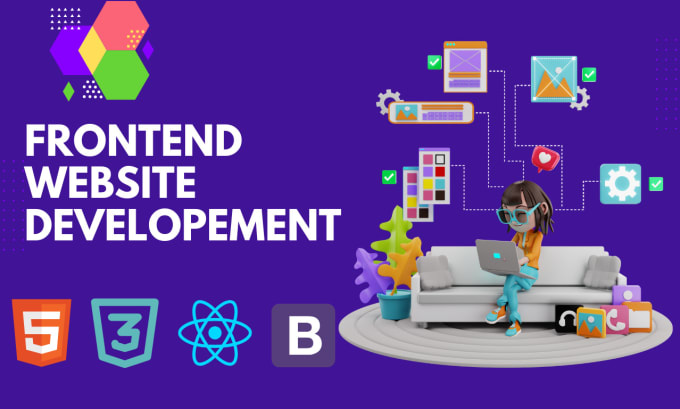 Be Your Front End Web Developer Using Html Css Bootstrap And React Js
