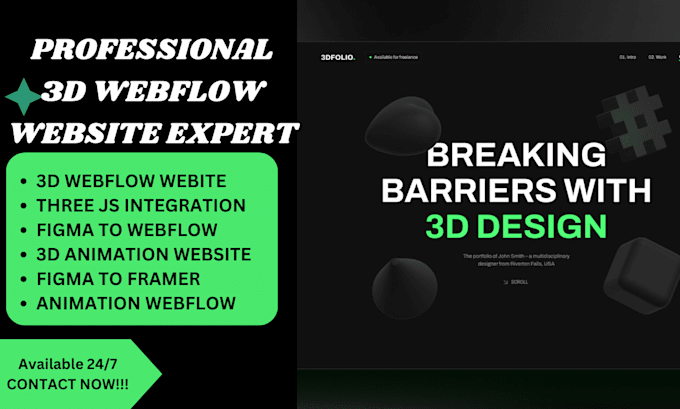 Create Responsive D Spline Animated Webflow Website Threejs Figma To