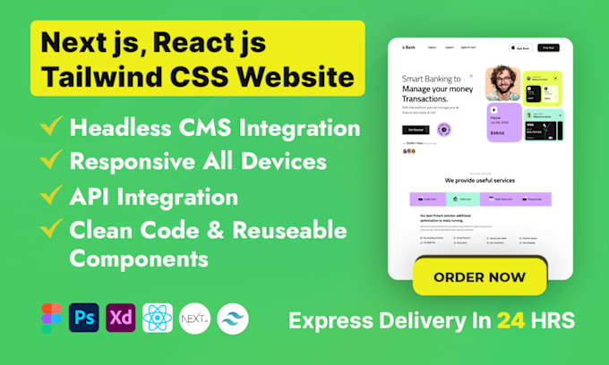 Make Custom Website Using React Js Next Js Tailwind Css Any Headless