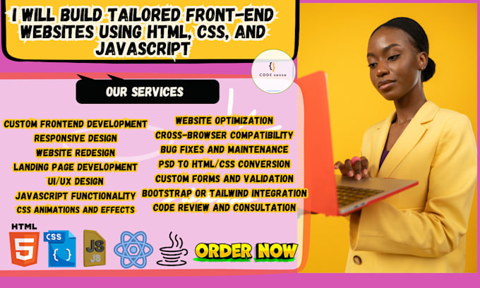 Create Custom Frontend Website Using Html Css And Javascript By