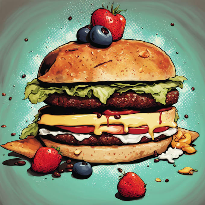 Craete Food Pop Art Of Your Food By Cheraham Fiverr