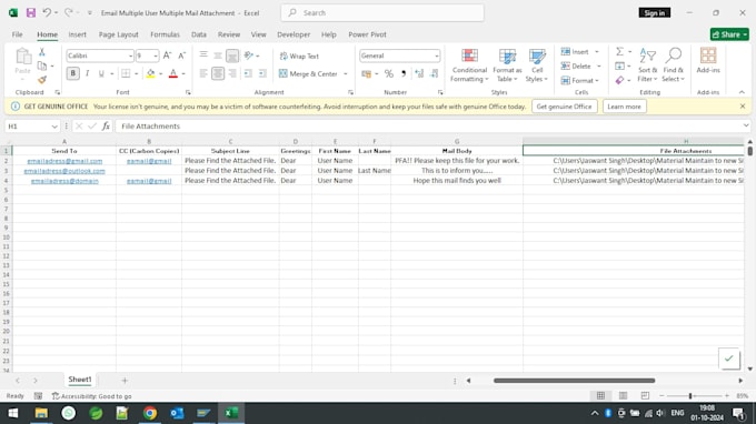 Make An Excel Sheet To Send Emails Individually Or To Many People
