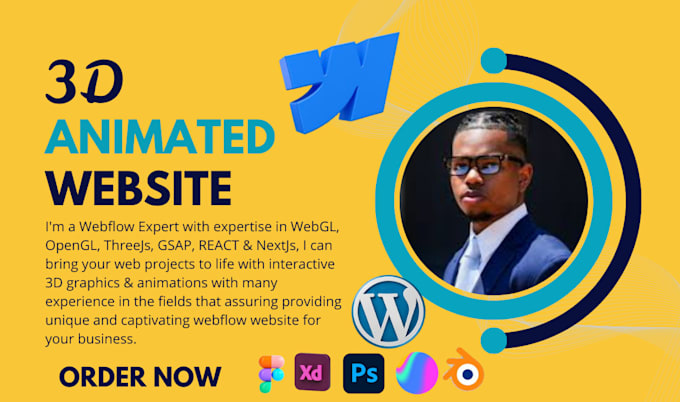 3d Animated Webflow Spline Model Wordpress Interactive Wix Website