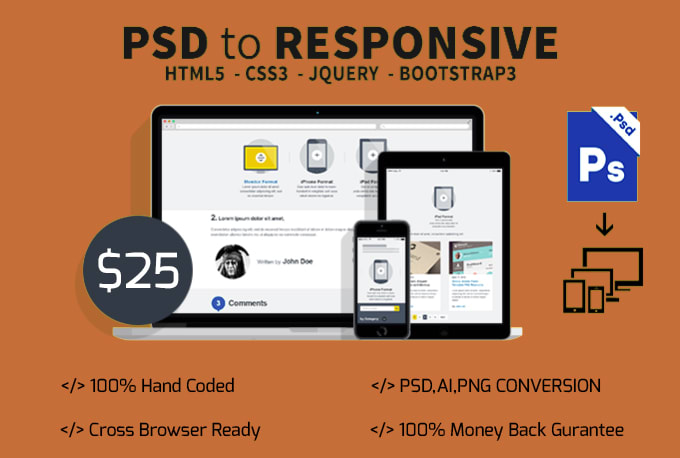 Convert Psd To Responsive Html5 Css3 Using Bootstrap 4 By Fahad Kwel