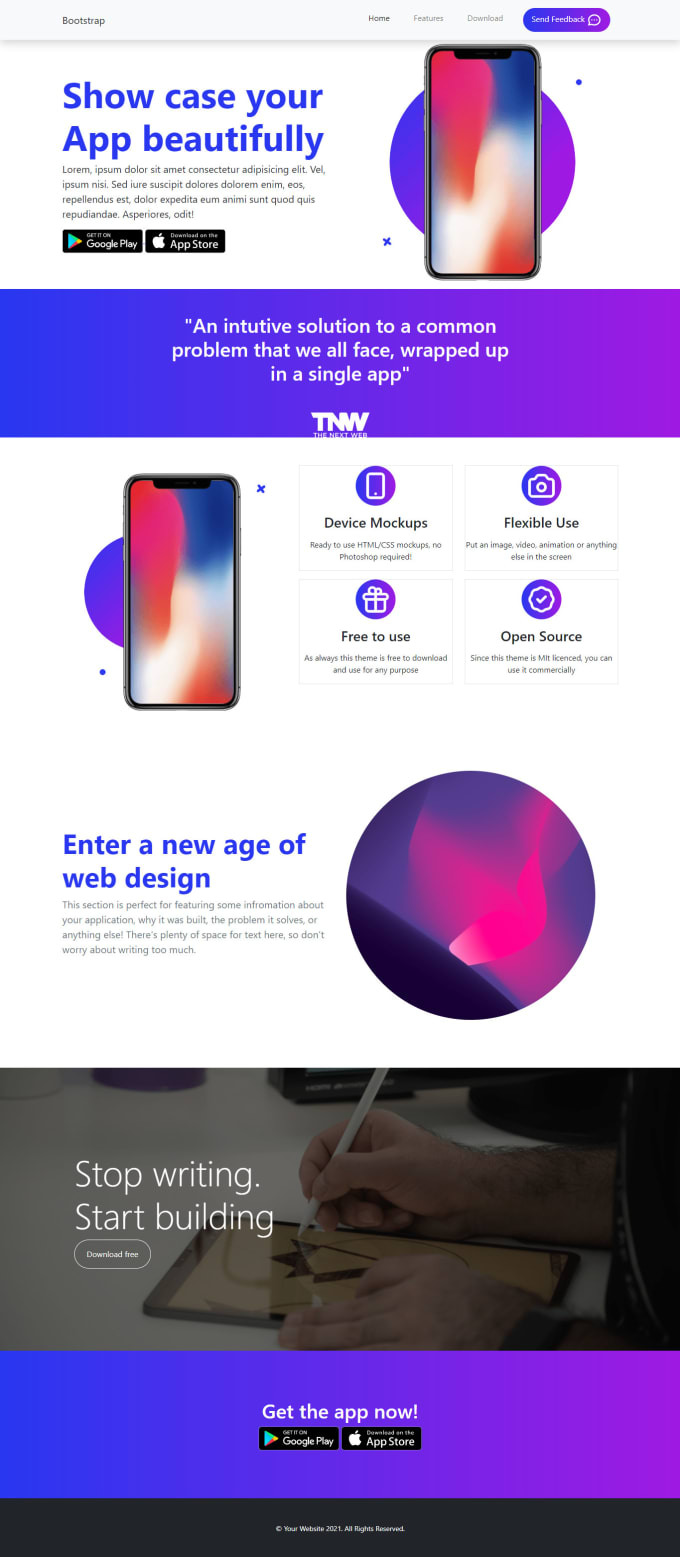Be Your Front End Web Developer Using Html Css Bootstrap Tailwind Js By