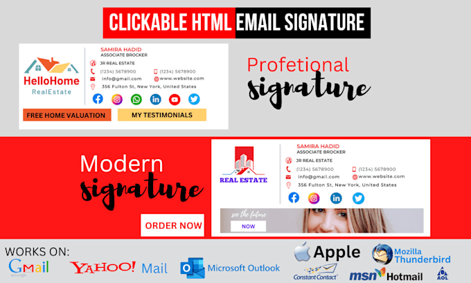 Create Clickable Html Email Signature For Gmail Yahoo Mail Outlook