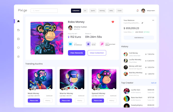 Design Nft Dashboard Crypto Admin Panel Web App Ui Ux Design By