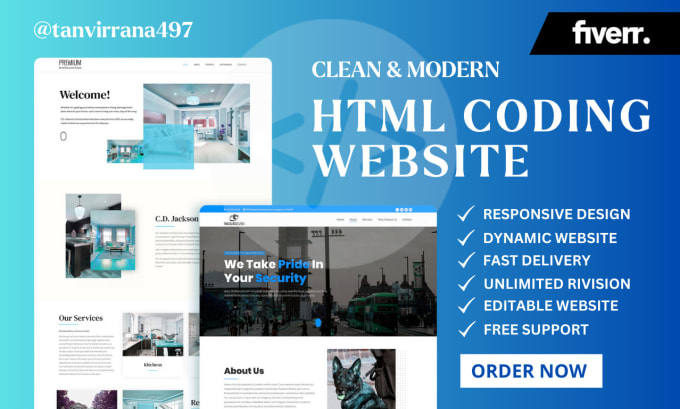 Create Custom Coded Website With Html Css Bootstrap And Js By