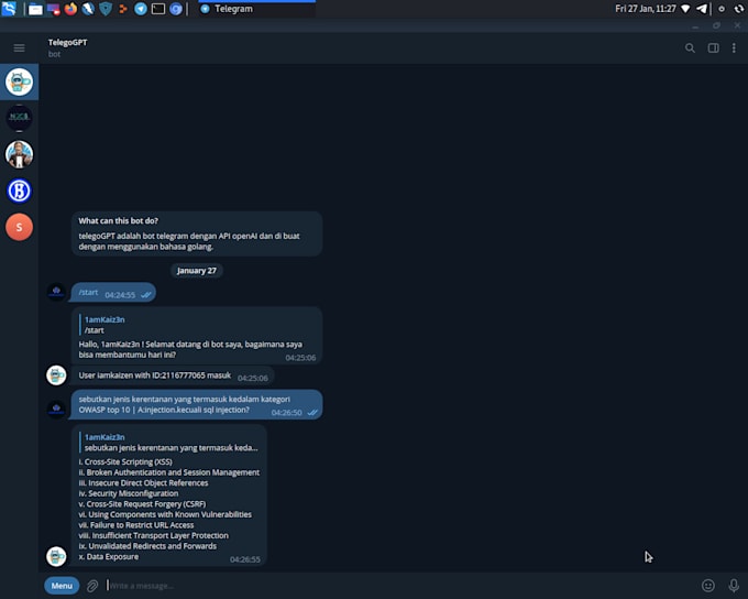 Create Telegram Chatgpt Using Golang By Zaenal1008 Fiverr