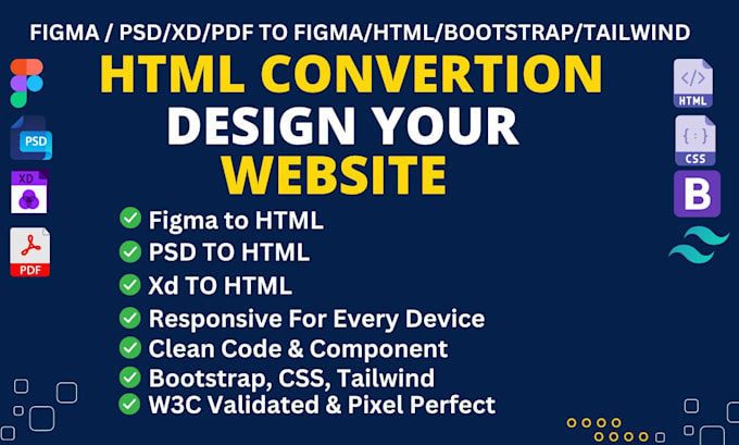 Convert Figma Psd To Html Css Bootstrap Tailwind Reactjs By
