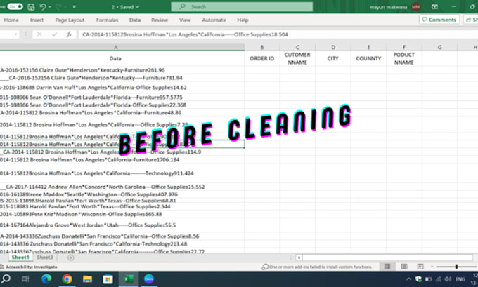 Do Data Separate Cleaning Formatting Merging In Microsoft Excel By Meul
