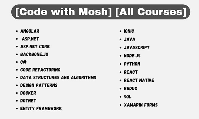 Give All Code With Mosh Coding Courses By Codingtools Fiverr