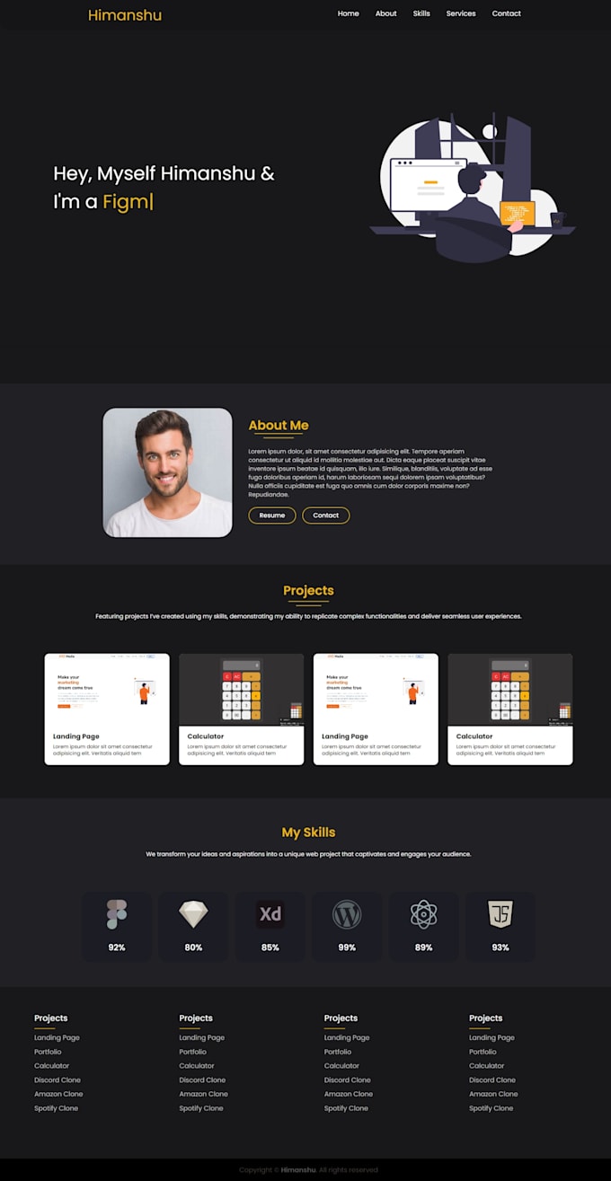 Do Front End Web Development Using Html Css Tailwind React Js By