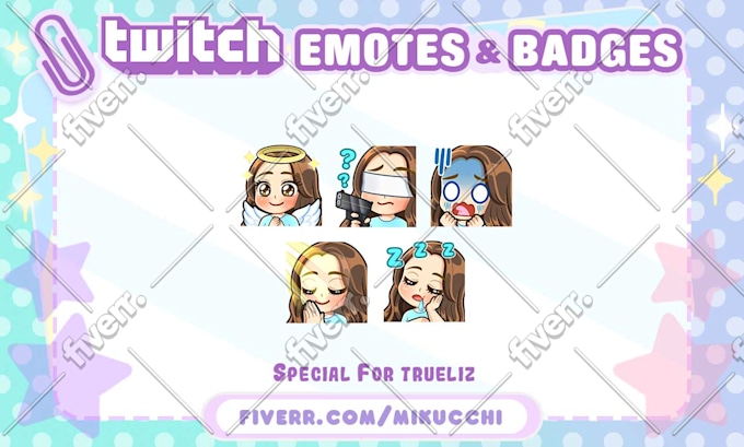 Draw cute custom emotes,sub badges,stickers for twitch, discord, kick ...