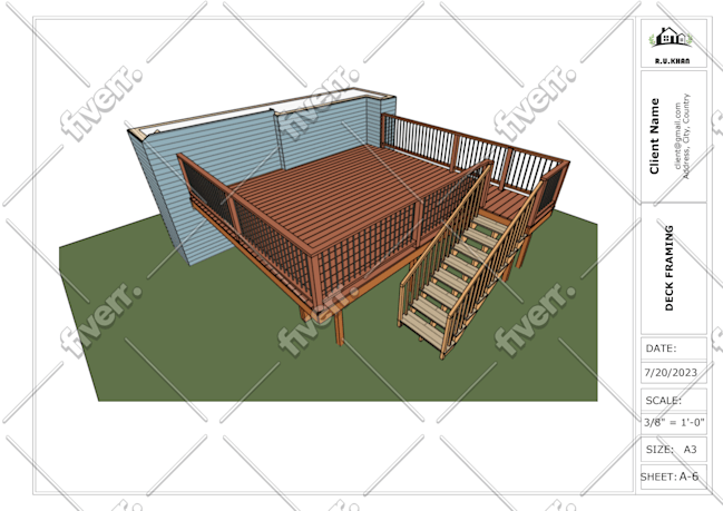 Design deck, patio, porch framing, 2d, 3d model by Rehmatullahk998 | Fiverr