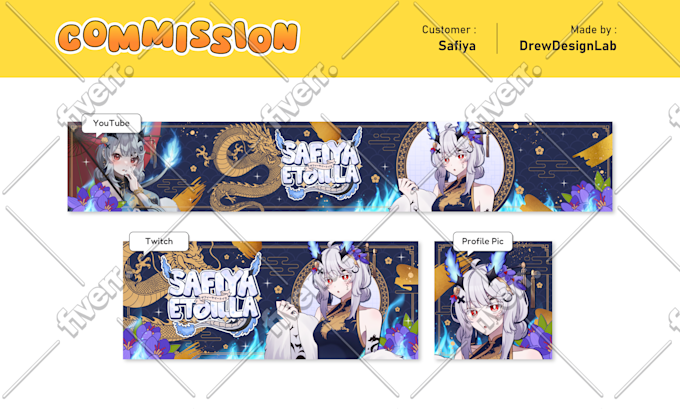 Design cute vtuber anime banner header for twitch, youtube by ...