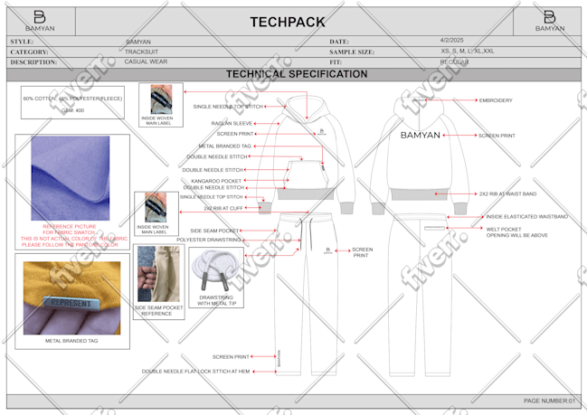 Design tracksuits, hoodies, jackets, and clothing fashion tech pack by ...