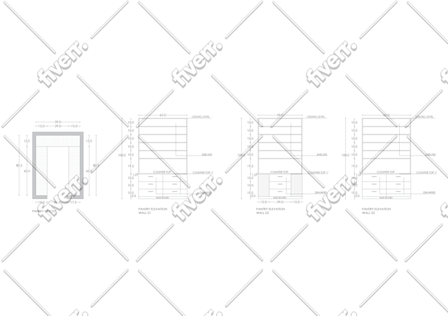 Draw 2d cabinets, closets and tv wall designs with dimensions using ...