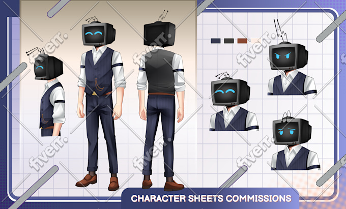 Draw character sheets for your vtuber by Naokowatanabe | Fiverr